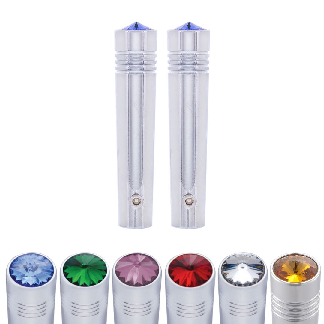 Pair of Chrome Plated Long Pointed Toggle Switch Extension with Crysta ...